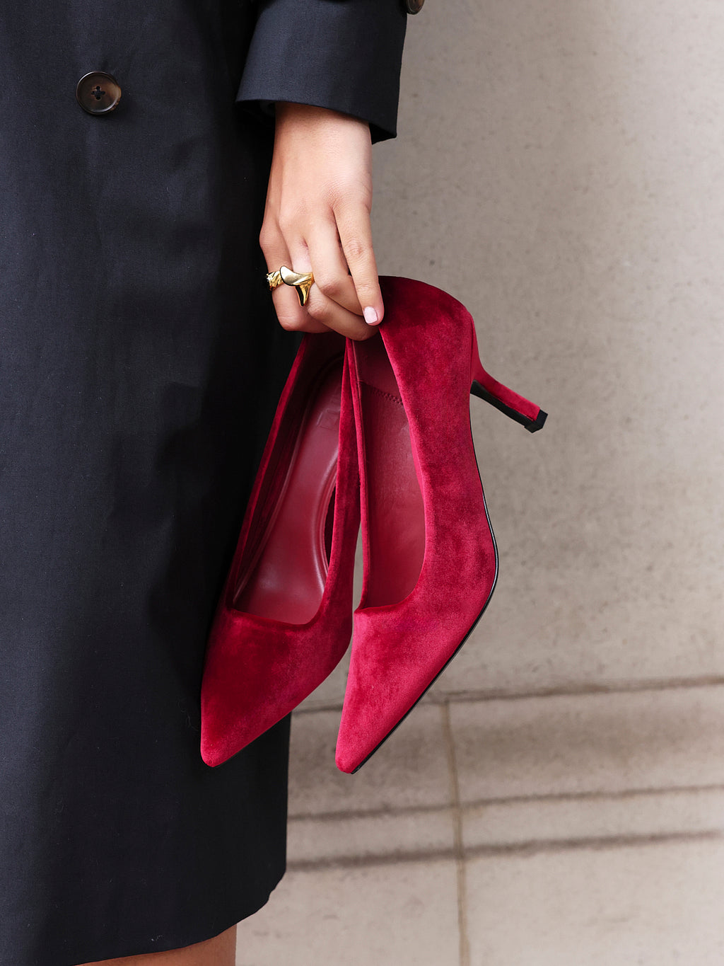 Burgundy Velvet Classic Court Heels – Linzi