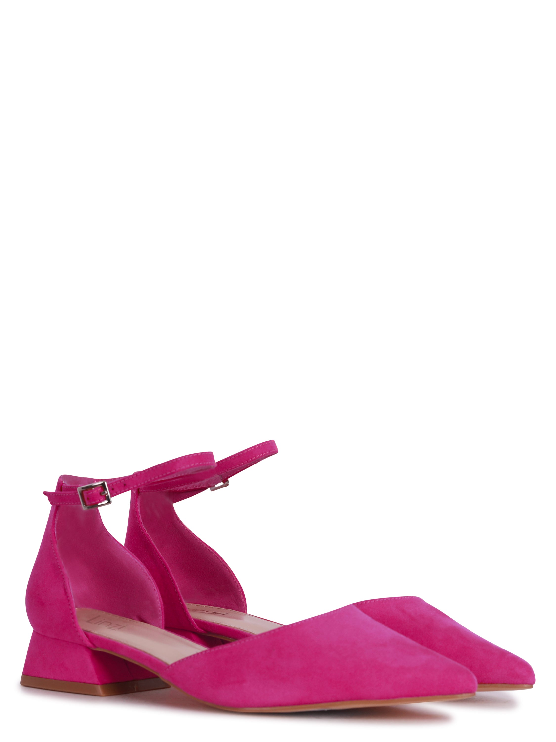 Wide Fit Fuchsia Faux Suede Low Block Court Heel – Linzi