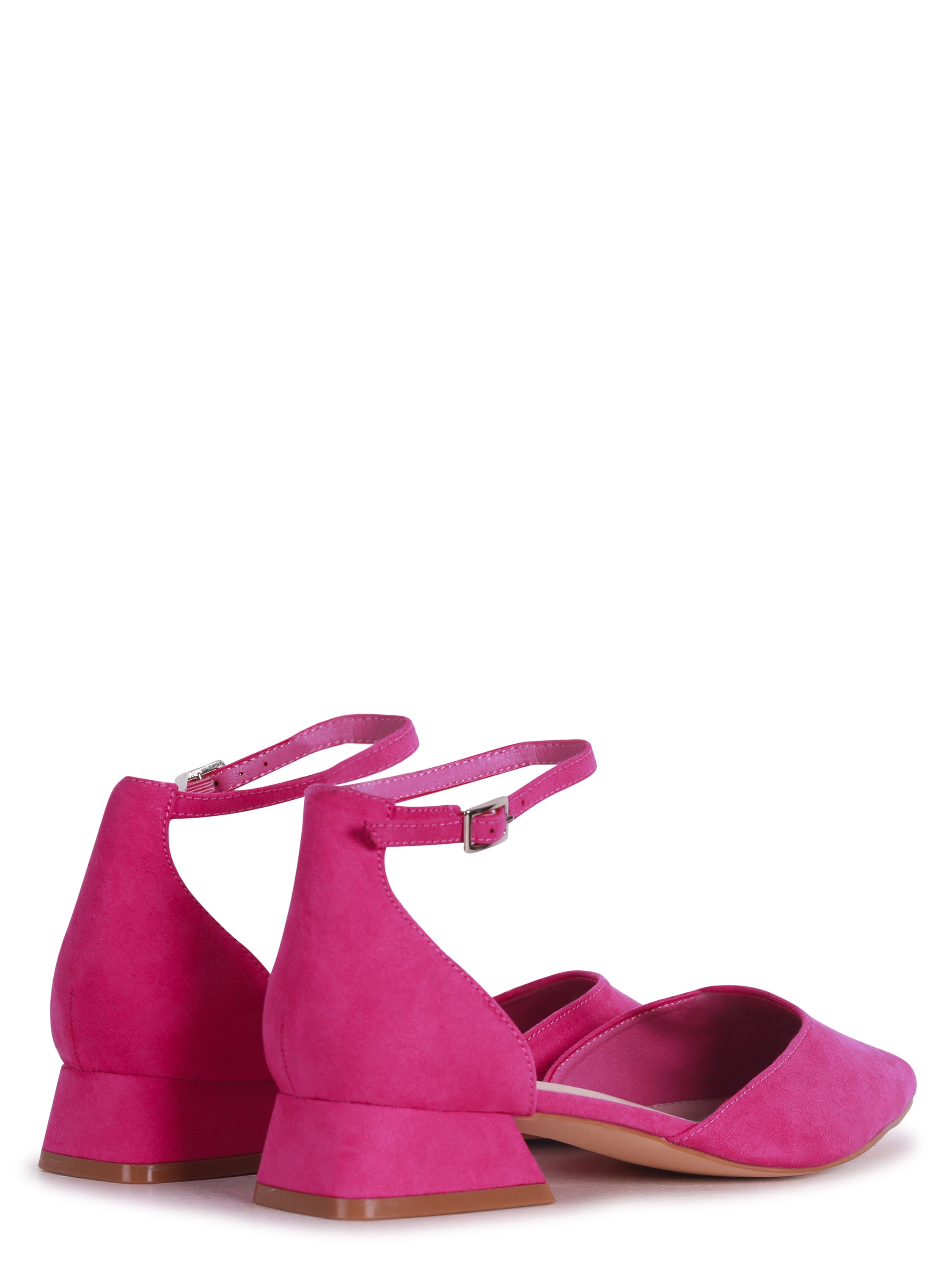 Wide Fit Fuchsia Faux Suede Low Block Court Heel – Linzi