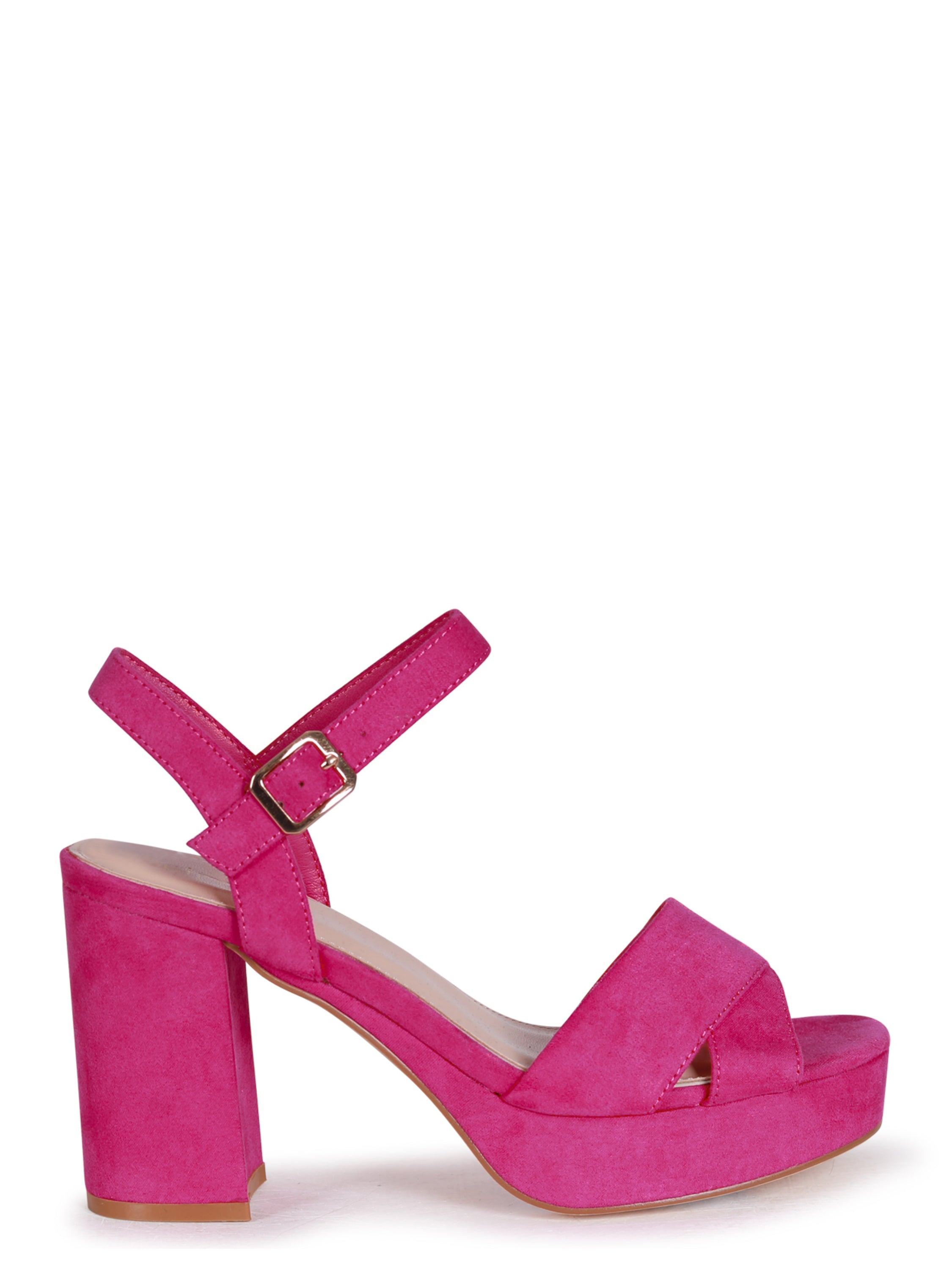 Fuchsia Faux Suede Platform Block Heel – Linzi