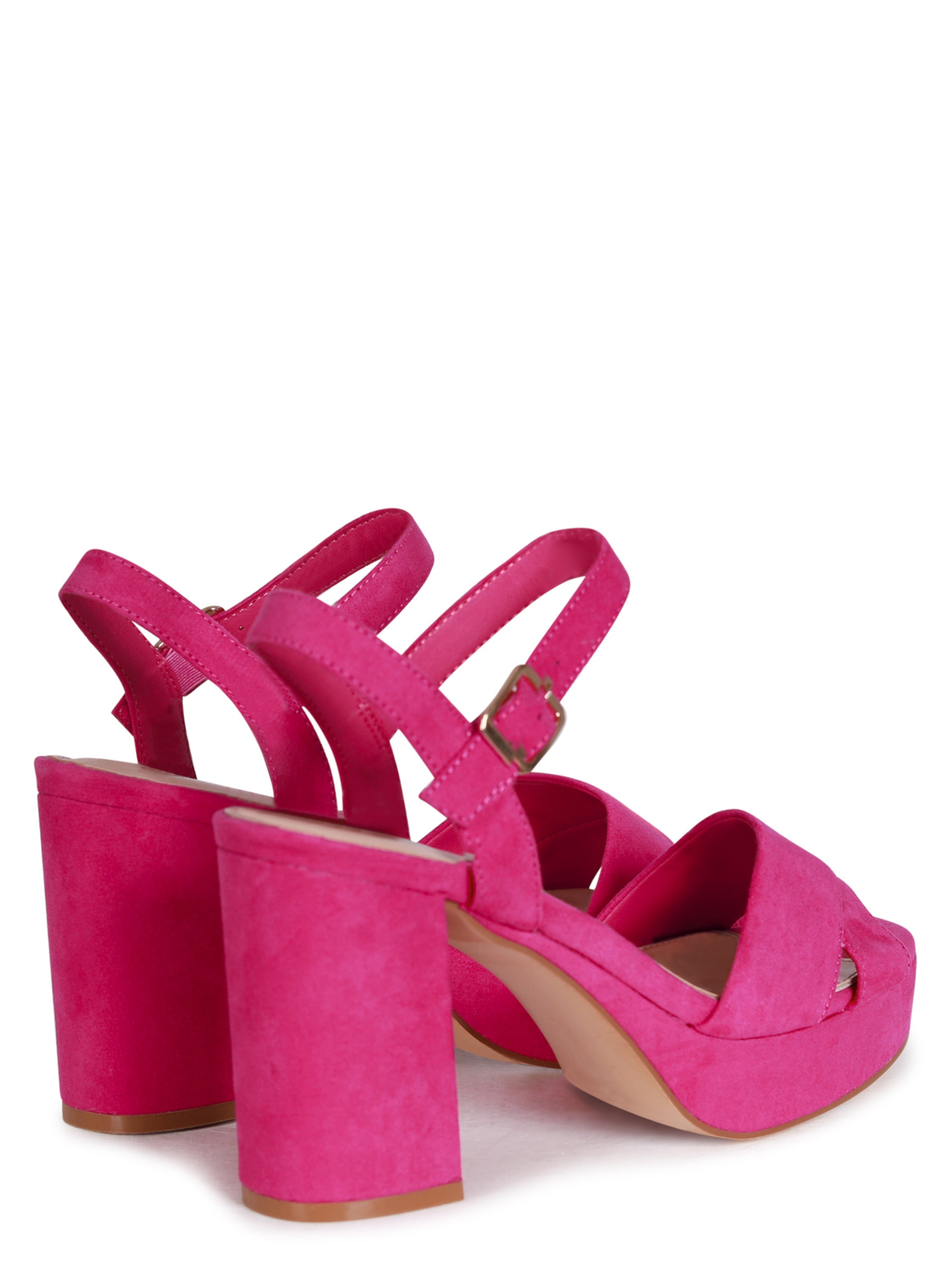 Fuchsia Faux Suede Platform Block Heel – Linzi