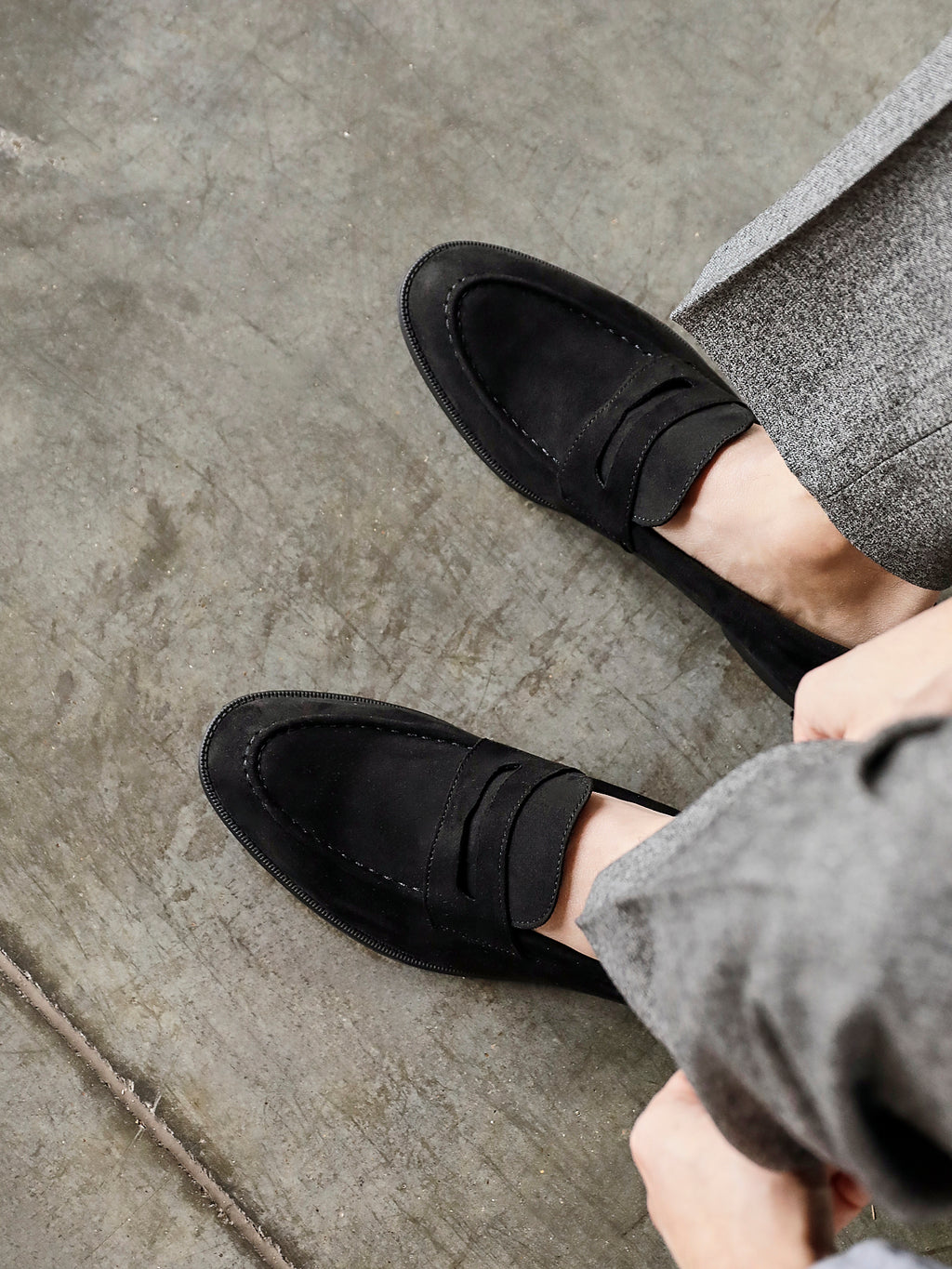 Mens Black Faux Suede Penny Loafers – Linzi