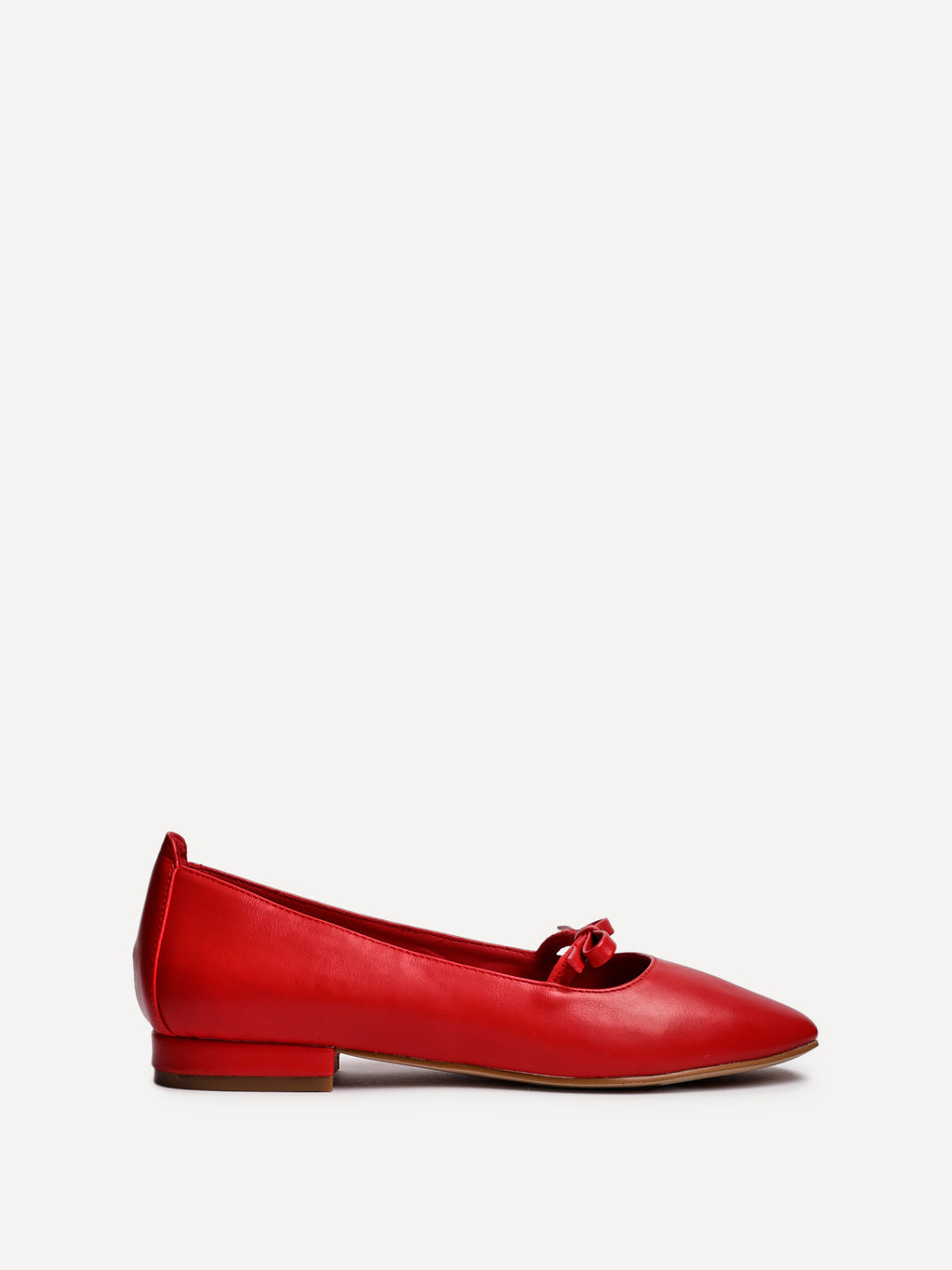 Red Faux Leather Ballet Pump With Bow Detail – Linzi