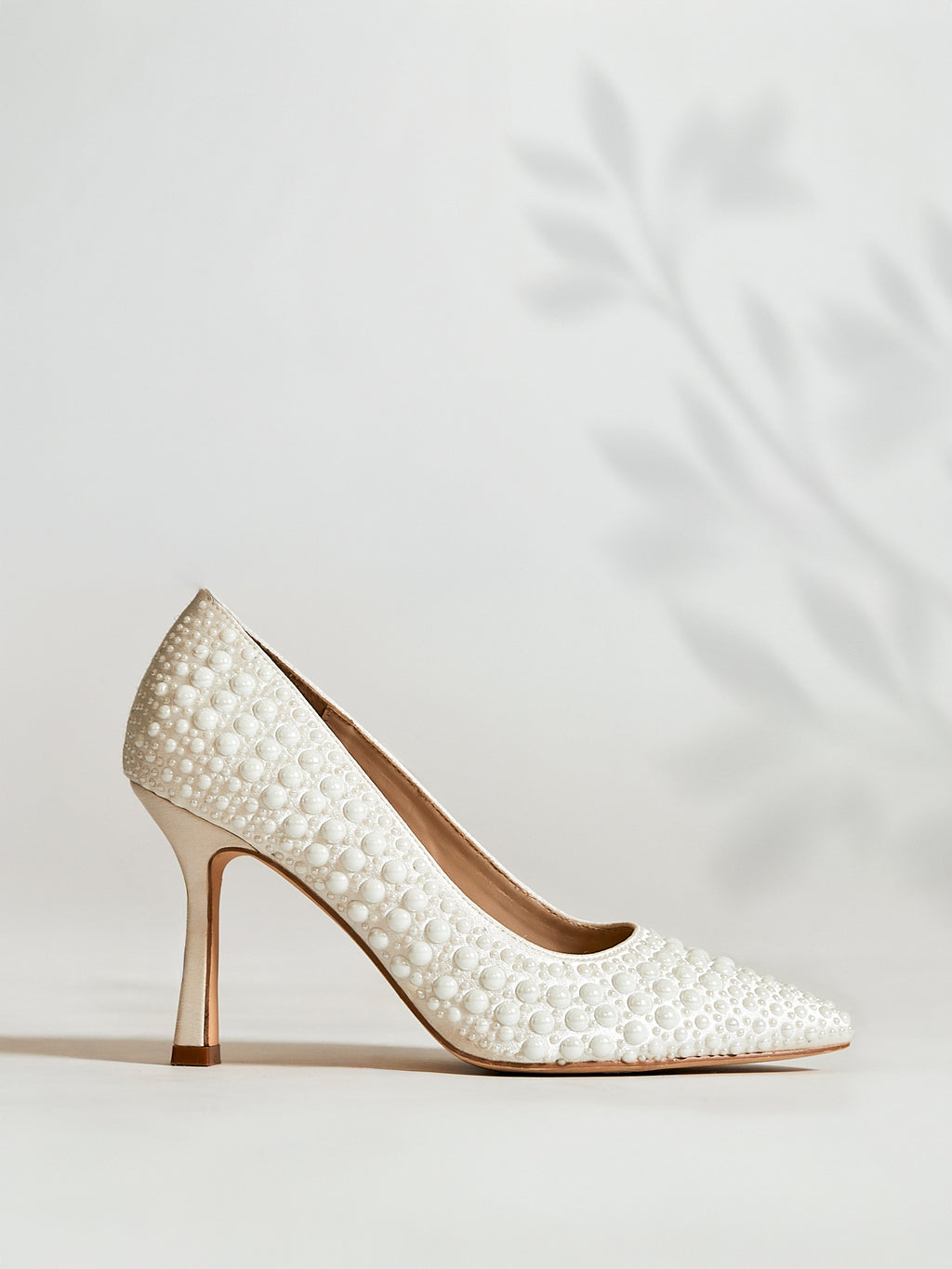 Bridal Ivory Satin Hot Fix Pearl Court Heels – Linzi
