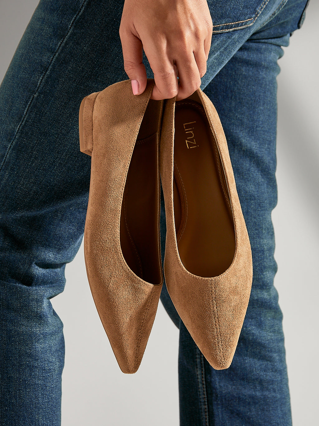 Focus Camel Faux Suede Pointed Toe Ballet Flats – Linzi