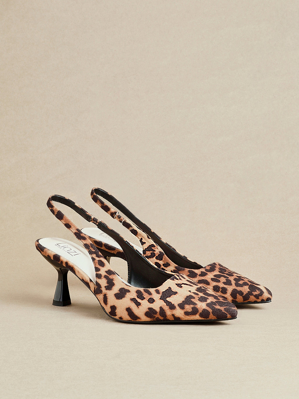 Wide Fit Leopard Print Sling Back Low Court Heel – Linzi