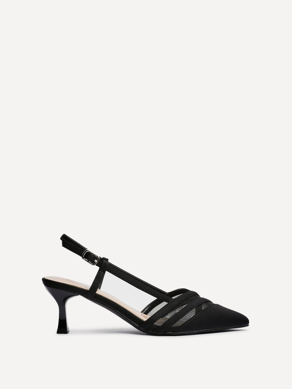 Black Scuba Mesh Slingback Court Heels – Linzi