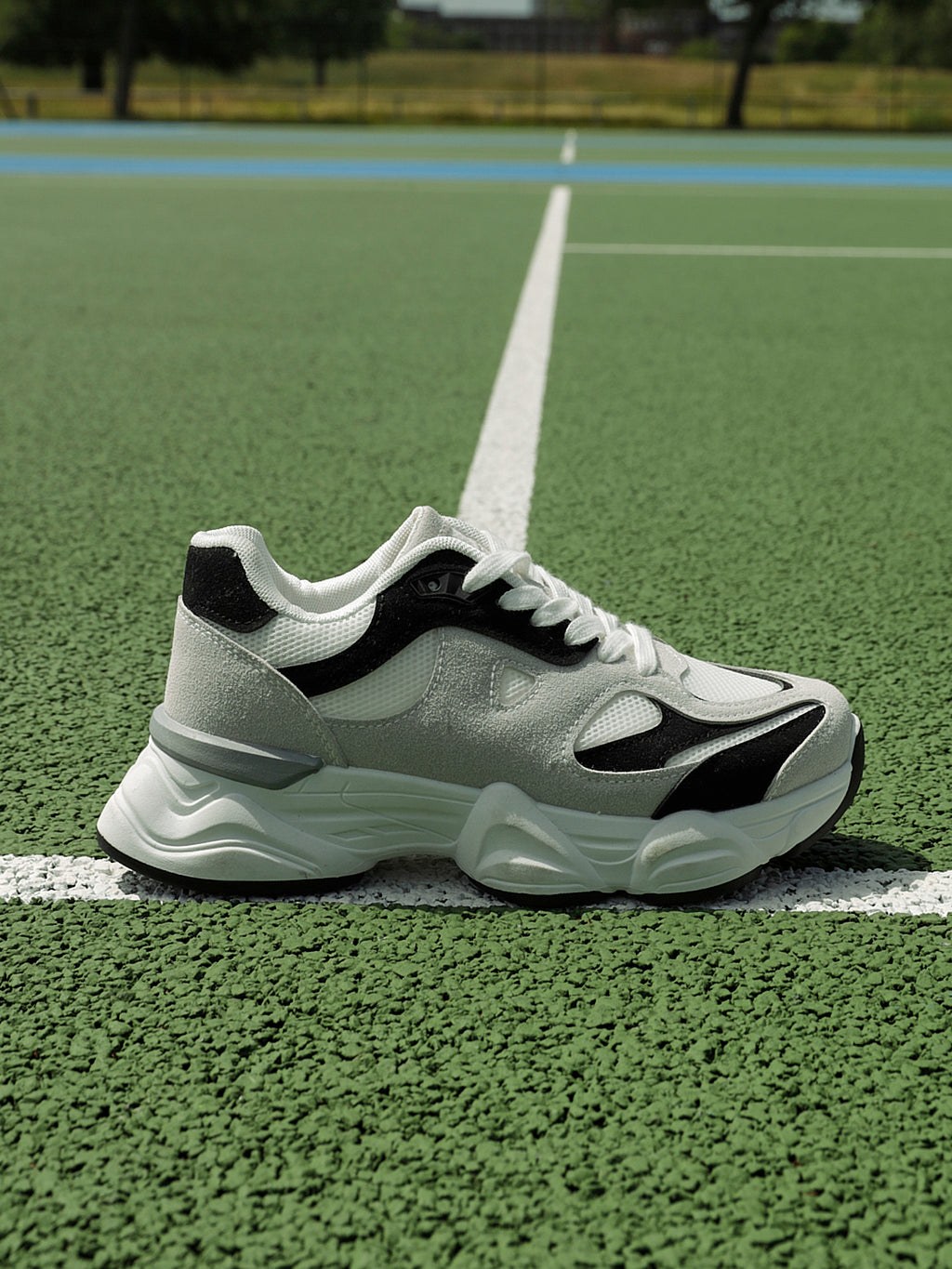 Black & Grey Trainer With Chunky White Sole – Linzi
