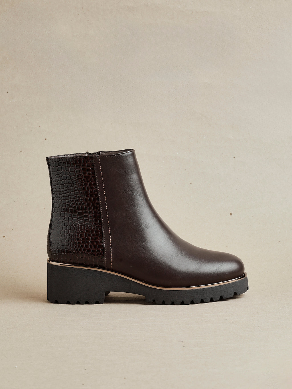 Brown Croc Mix Wedge Ankle Boot – Linzi