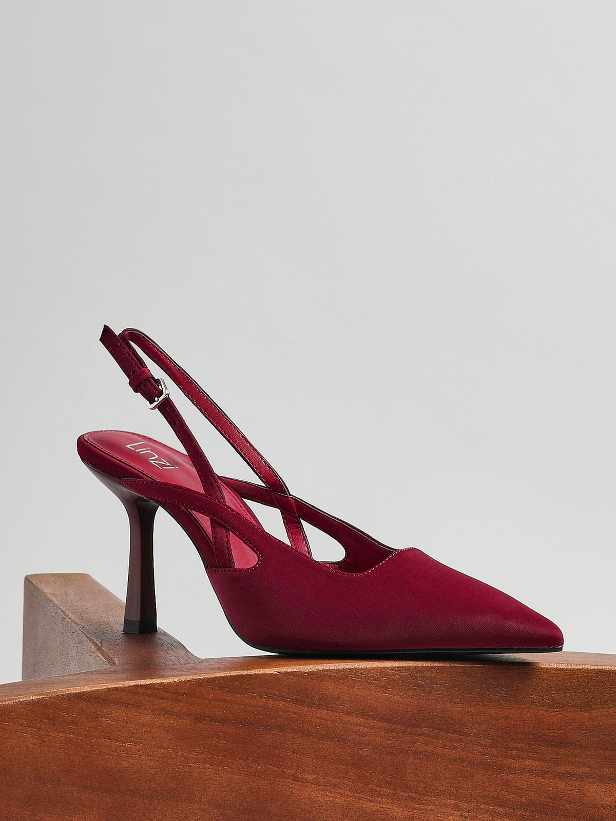 Burgundy Scuba Sling Back Court Heels – Linzi