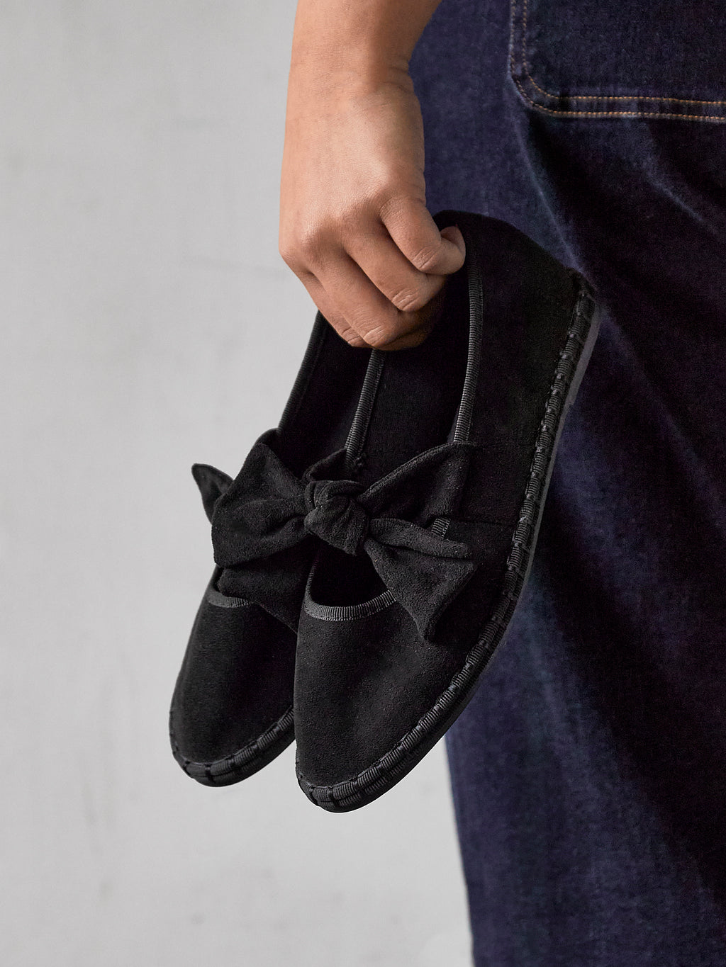 Black Faux Suede Mary Jane With Bow Detail – Linzi