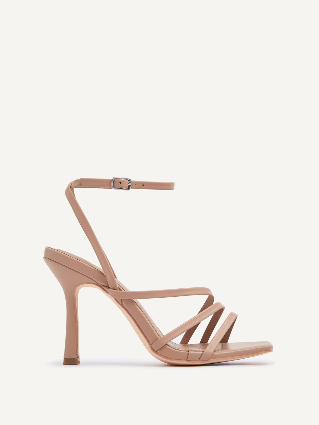 Mocha Faux Leather Strappy Heel Sandal With Ankle Strap – Linzi