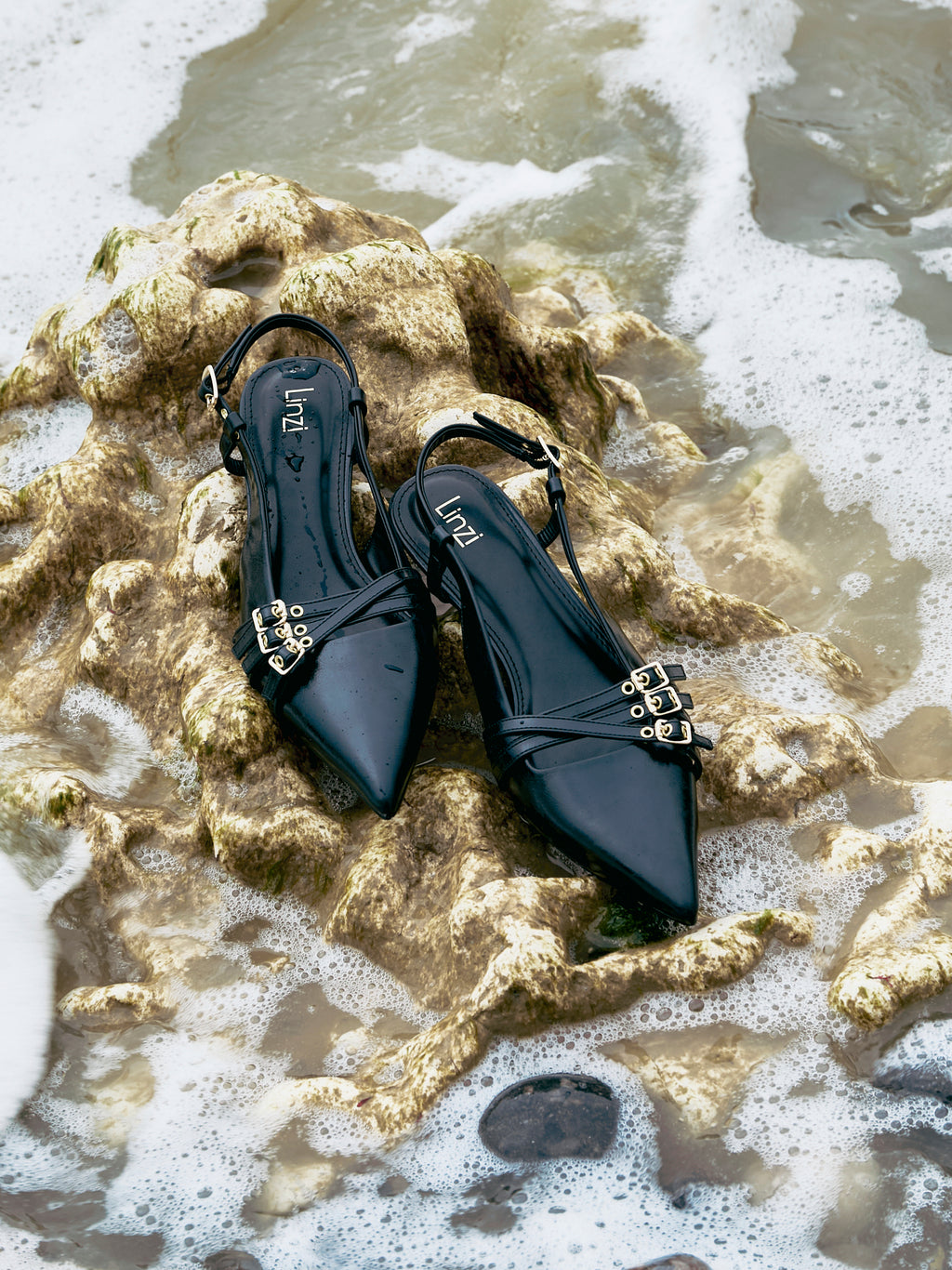 Black Patent Kitten Court Heels With Buckle Detail – Linzi