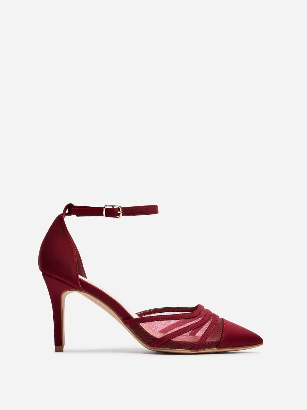 Wide Fit Burgundy Scuba Mesh Stiletto Court Heel – Linzi