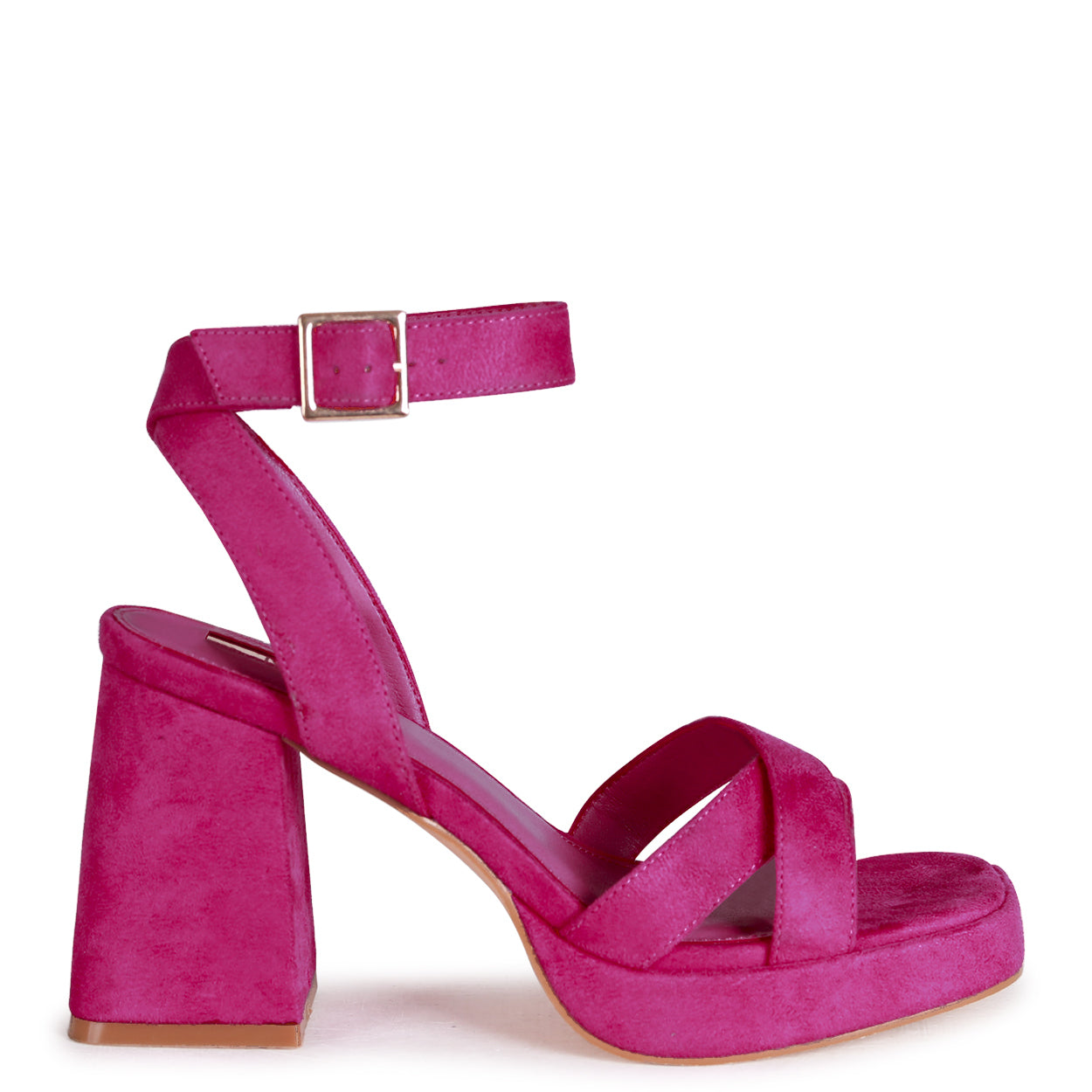 Fuchsia Platform With Crossover Front Strap – Linzi