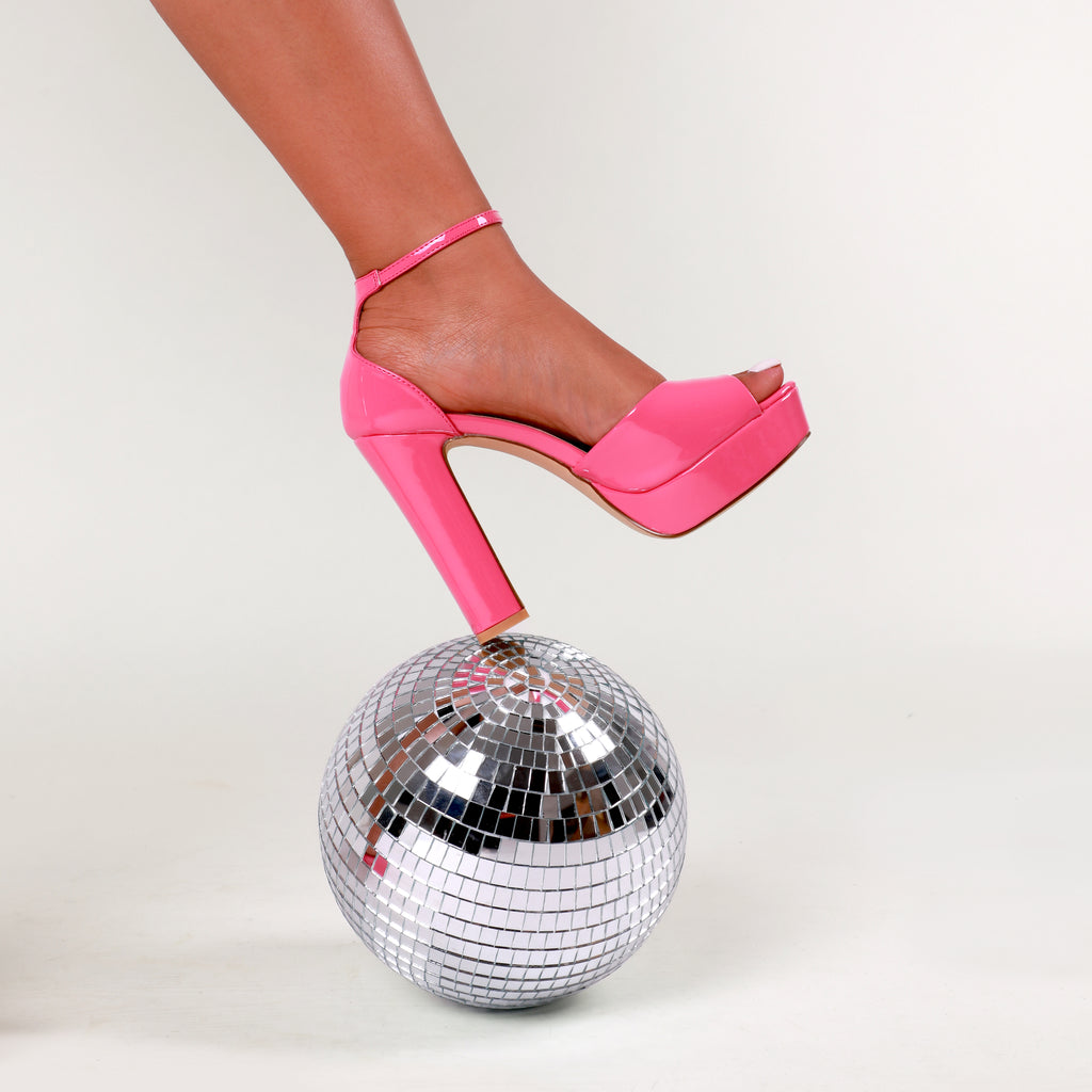 Pink Faux Patent Platform Heel – Linzi